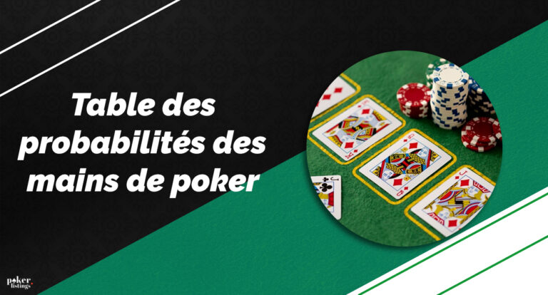 Tableau de classement des mains au poker : Toutes les combinaisons de poker